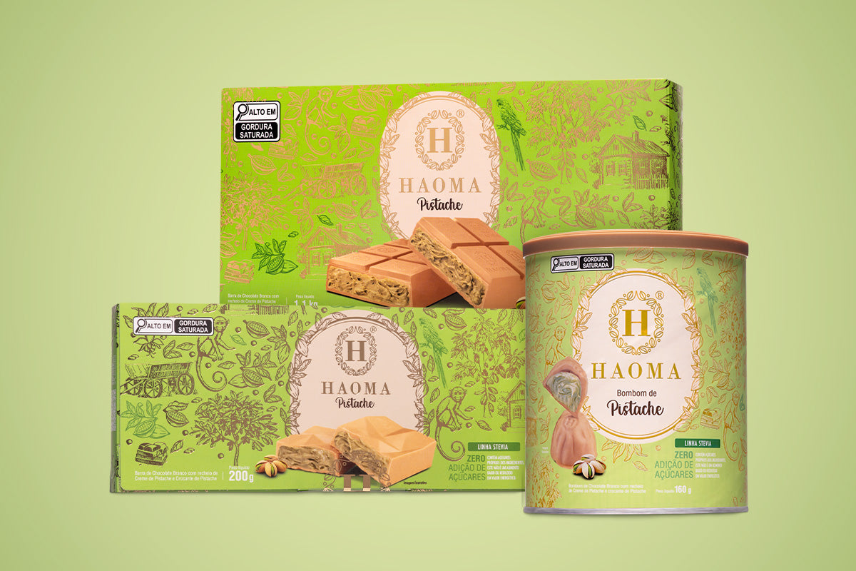 Chocolate com pistache: conheça a irresistível linha da Haoma